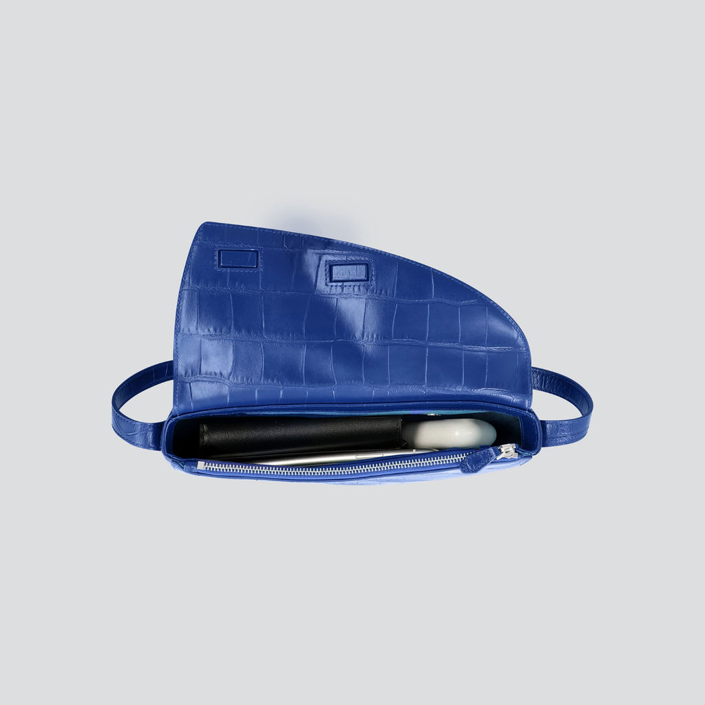 Rebel Cross Body - soft croco indigo blue – KAAI